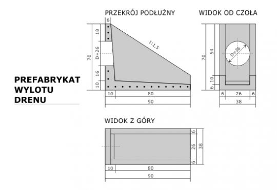 Prefabrykat wylotu drenu